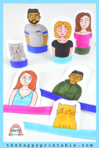 Printable Finger Puppets to Color and Play | The Happy Printable
