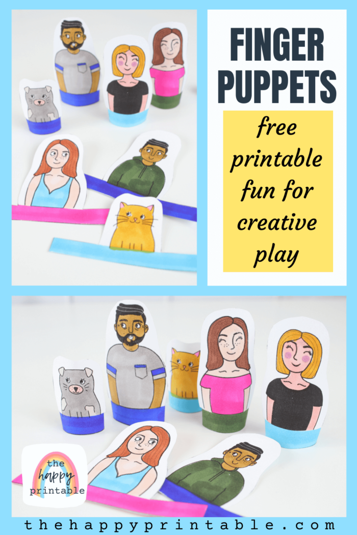 Printable Finger Puppets to Color and Play | The Happy Printable