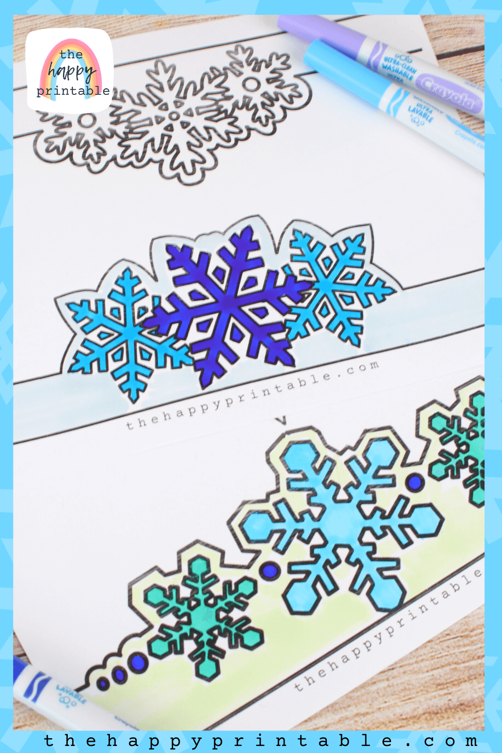Printable Snowflake Headbands to Color | The Happy Printable