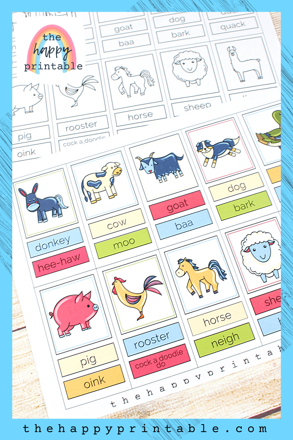 Farm Animal Flashcards -Free Color & Black and White Flashcards | The ...
