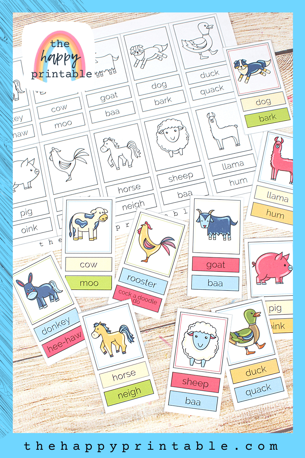 Farm Animal Flashcards -Free Color & Black and White Flashcards | The ...