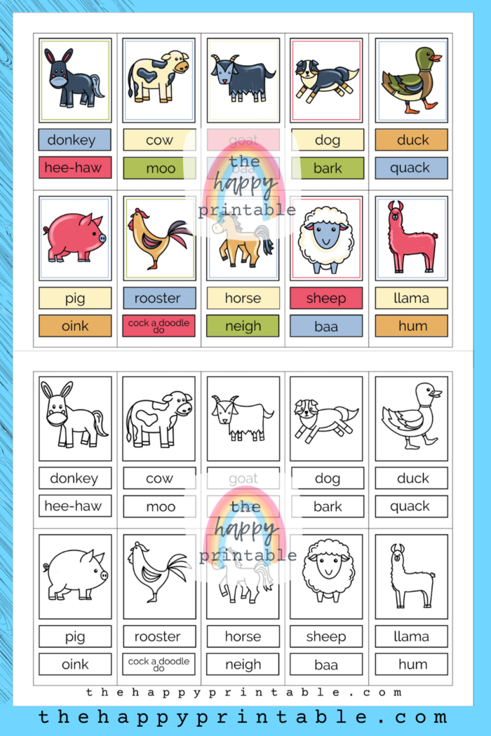 Farm Animal Flashcards -Free Color & Black and White Flashcards | The ...