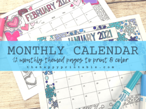 Printable Monthly Calendar to Print & Color | The Happy Printable
