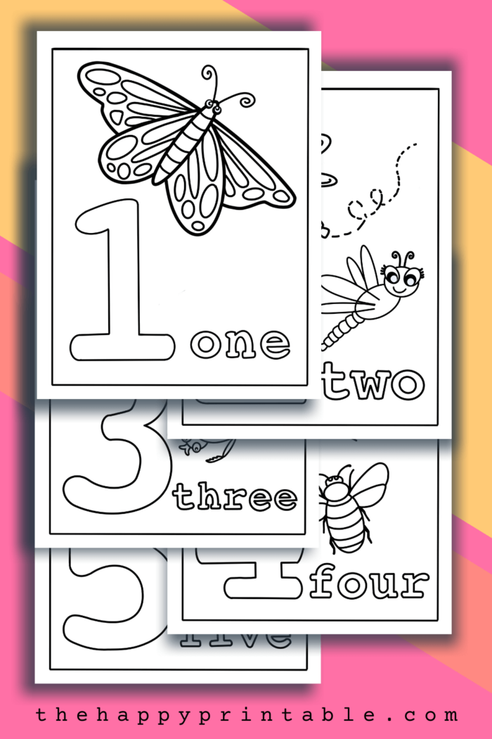 Number Coloring Pages with Insects | The Happy Printable