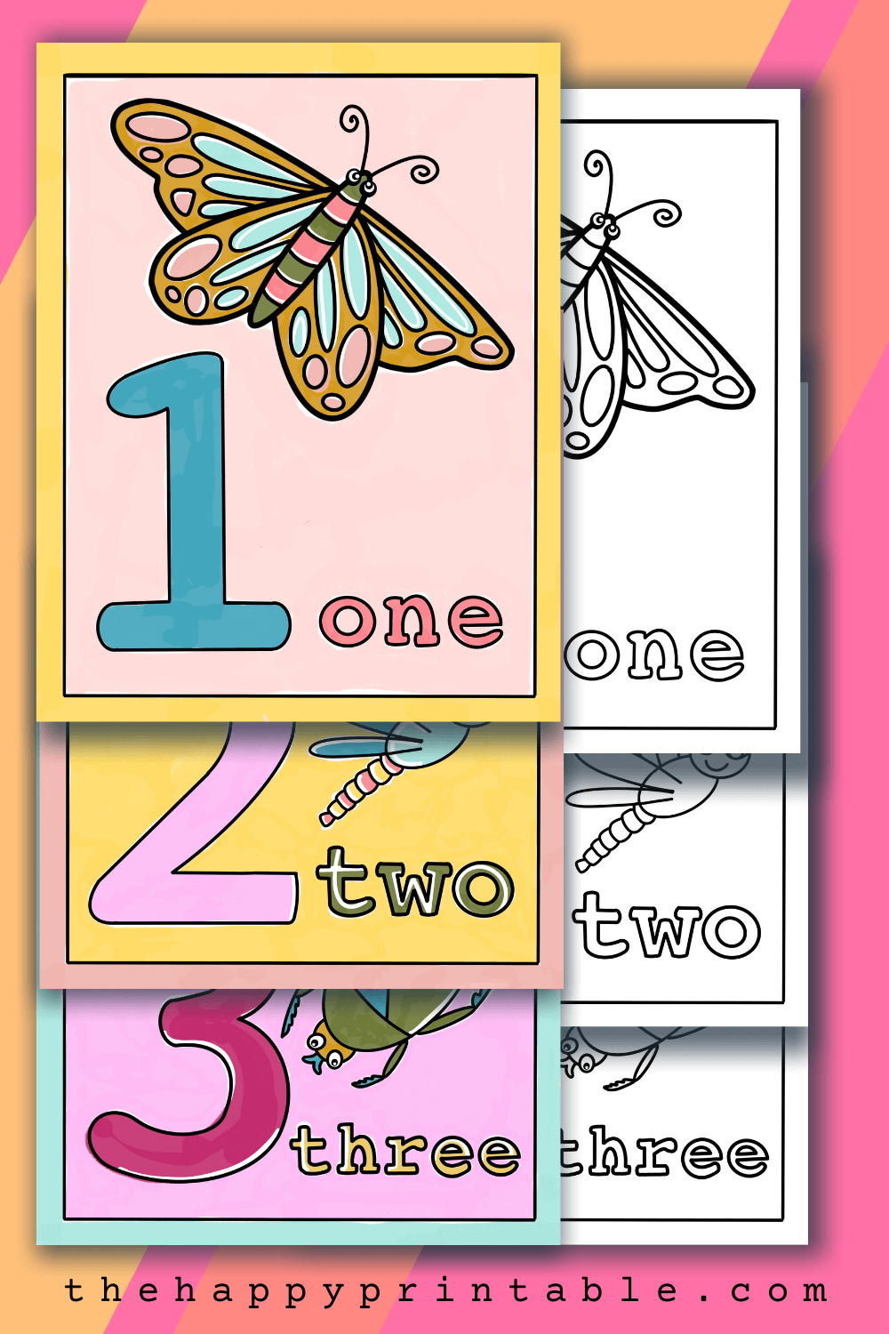 Number Coloring Pages with Insects | The Happy Printable