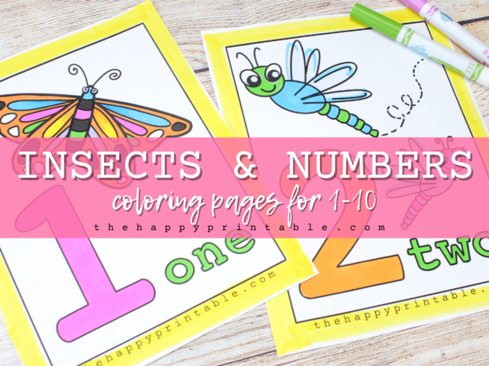 Number Coloring Pages with Insects | The Happy Printable