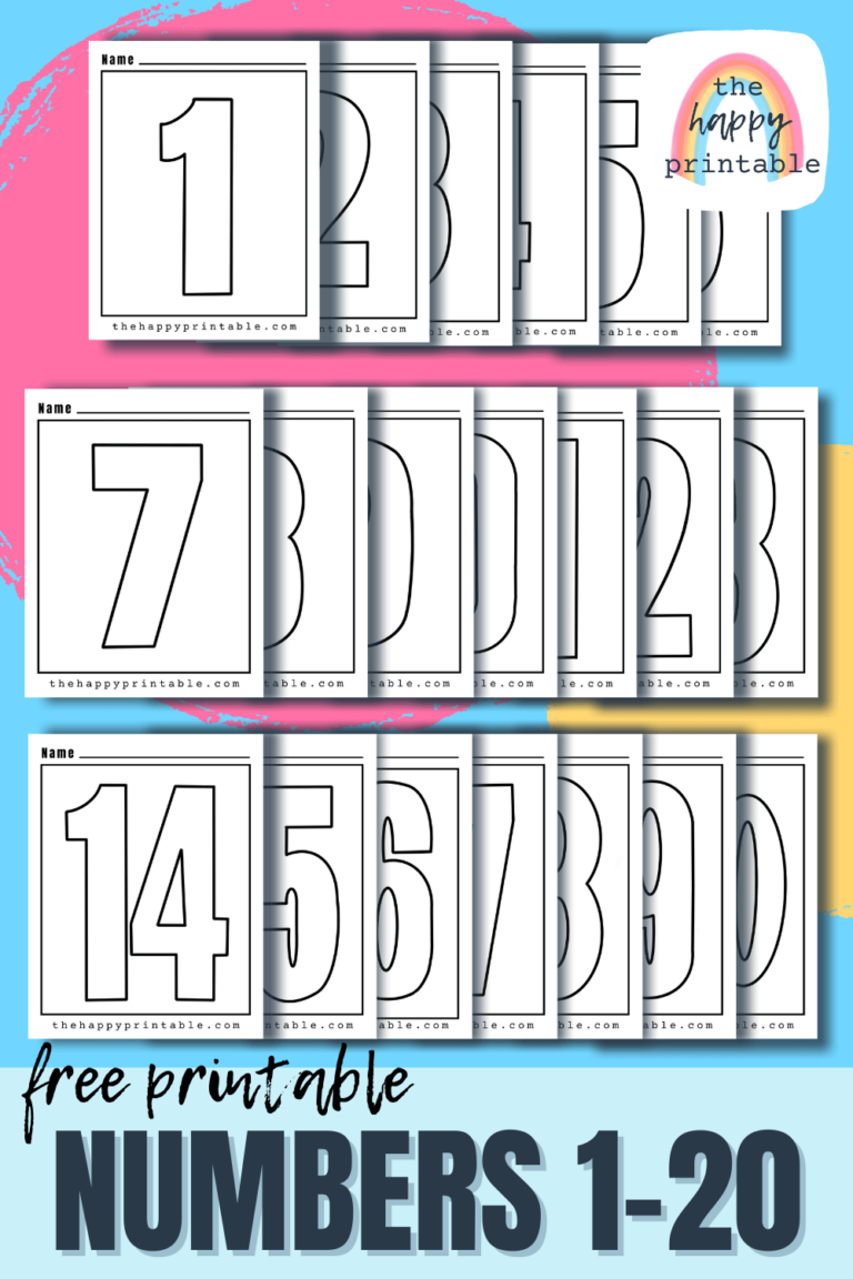 Printable Numbers 1 20 The Happy Printable Printable Numbers 1 20 The Happy Printable