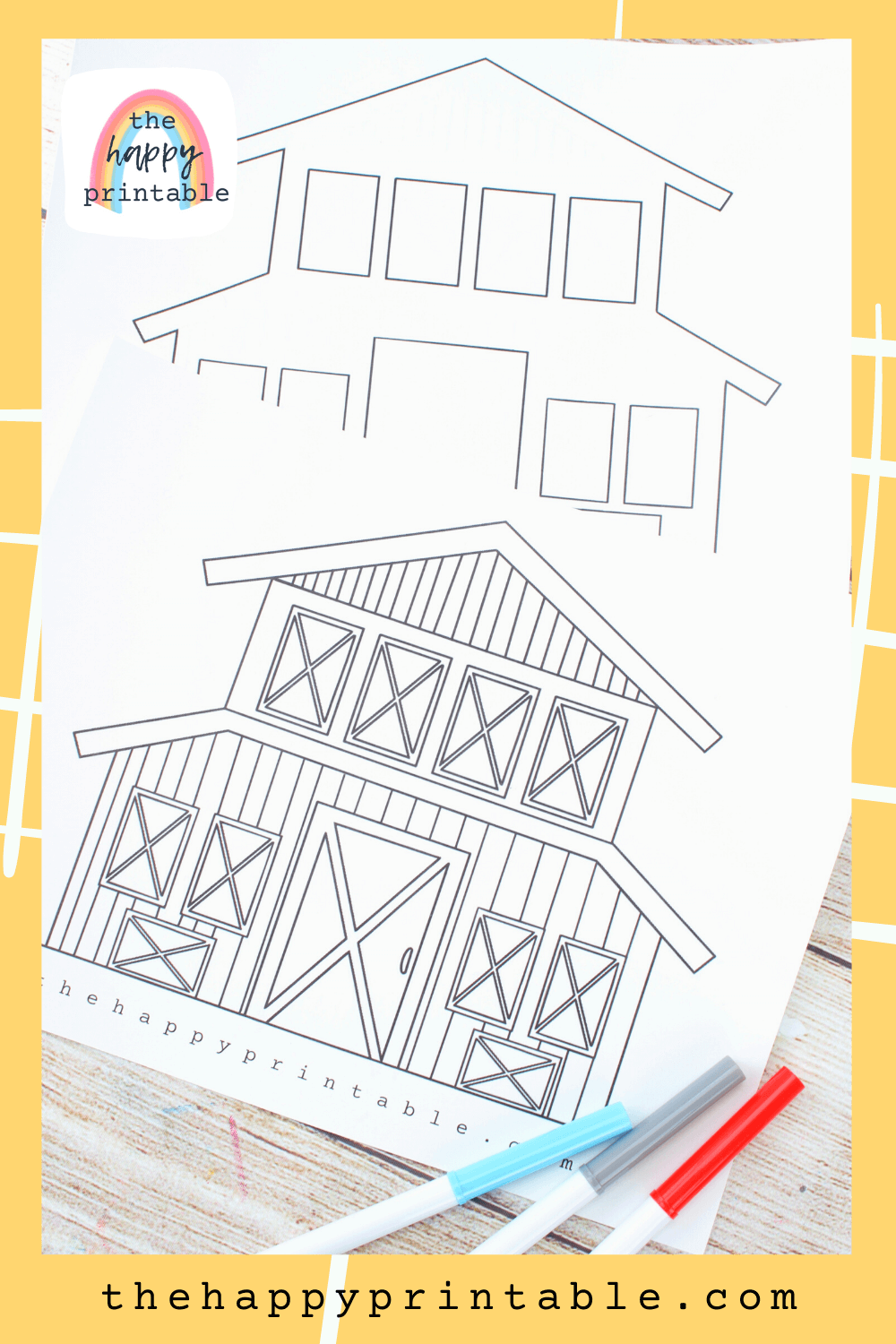 Barn Coloring Page for Kids | The Happy Printable