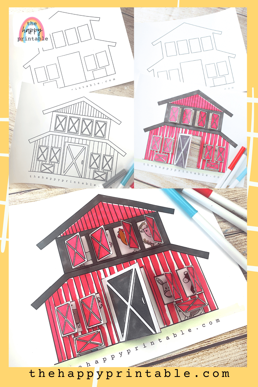 Barn Coloring Page for Kids | The Happy Printable