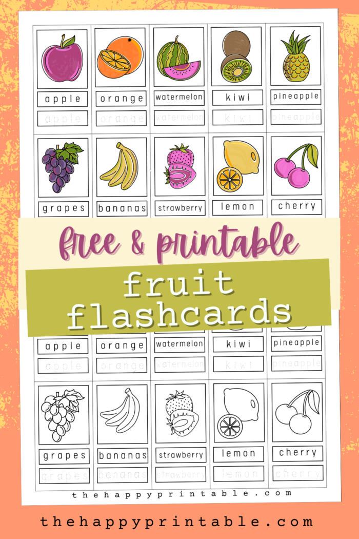 Fruit Flashcards for Kids | The Happy Printable