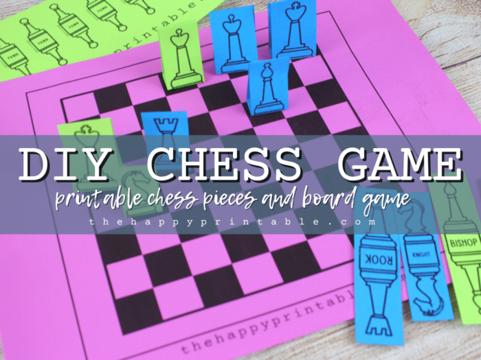 Chess Board Printable – Plus Stand Up Chess Pieces | The Happy Printable