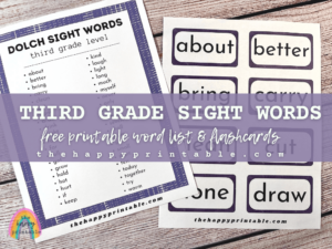 Third Grade Sight Words Flashcards | The Happy Printable