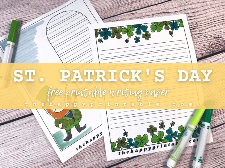 St. Patrick’s Day Writing Paper for Kids | The Happy Printable