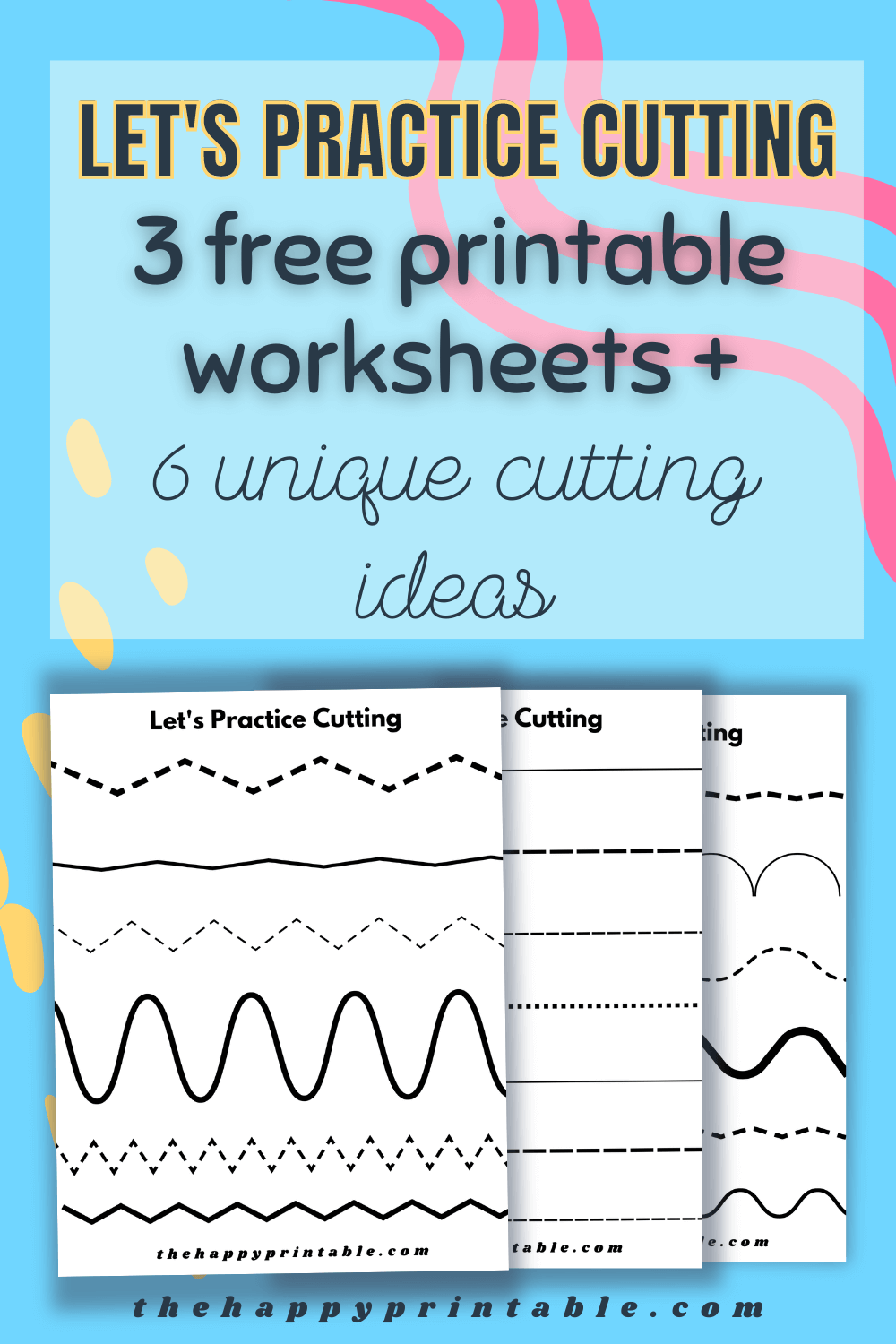Preschool Cutting Practice Worksheets & More | The Happy Printable