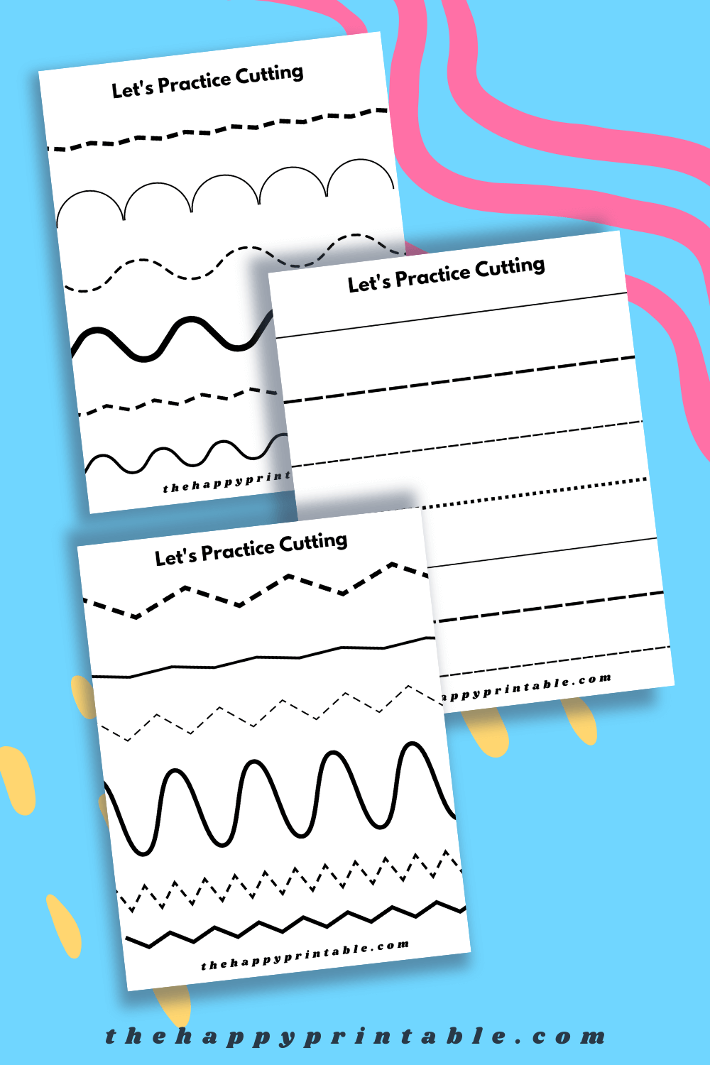 Preschool Cutting Practice Worksheets & More | The Happy Printable