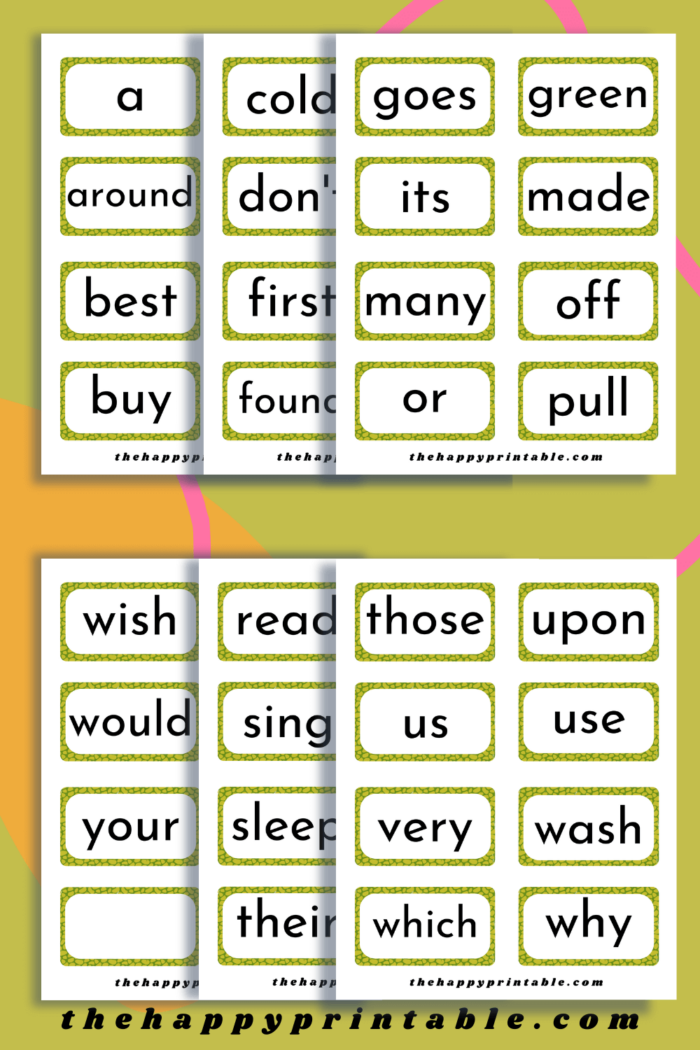 Second Grade Dolch Sight Word Flashcards | The Happy Printable