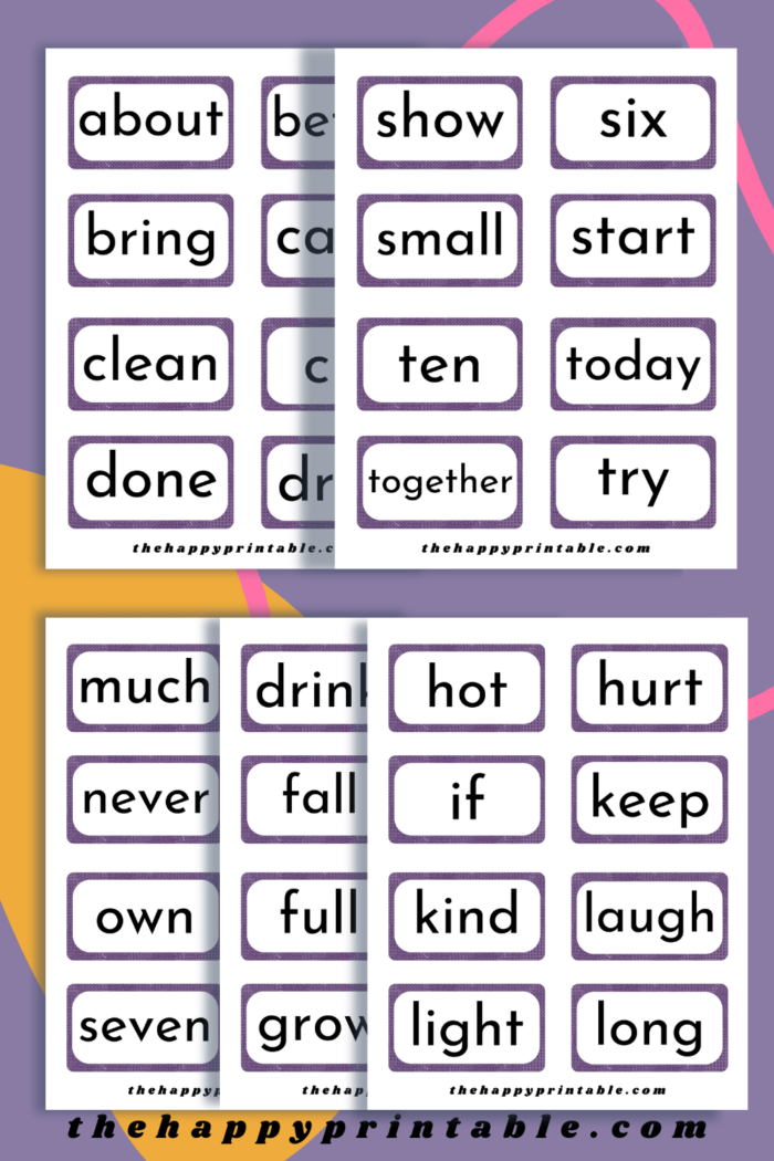 Third Grade Sight Words Flashcards | The Happy Printable