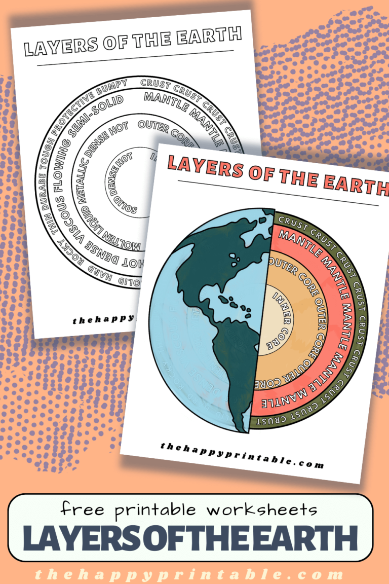 Layers of the Earth Worksheets | The Happy Printable