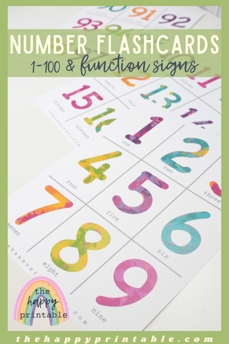 Free Printable Number Flashcards- Number 1-100 & Functions Signs | The ...