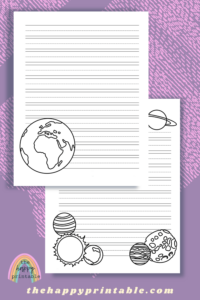 Planet Themed Writing Paper for Kids | The Happy Printable