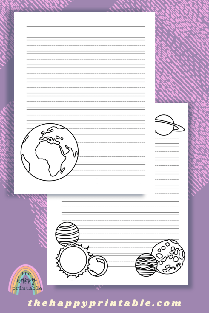 Planet Themed Writing Paper for Kids | The Happy Printable