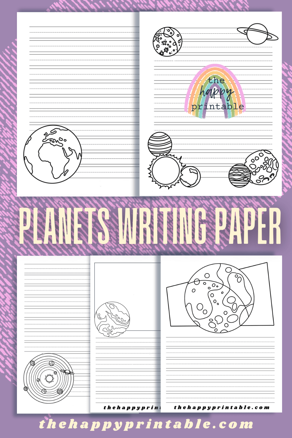 Planet Themed Writing Paper for Kids | The Happy Printable