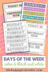 Days of the Week Printables | The Happy Printable