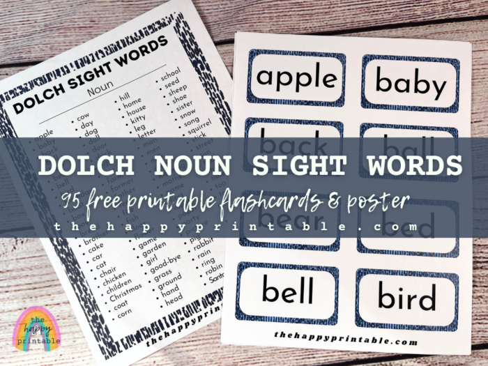 Dolch Noun Sight Word Flashcards | The Happy Printable