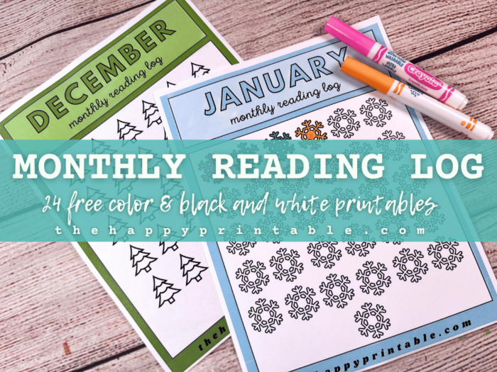 Monthly Reading Log Printable | The Happy Printable