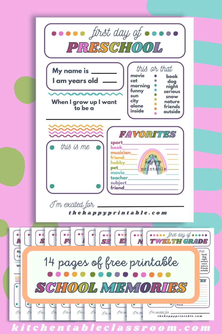 First Day of School Questions for Kids | The Happy Printable