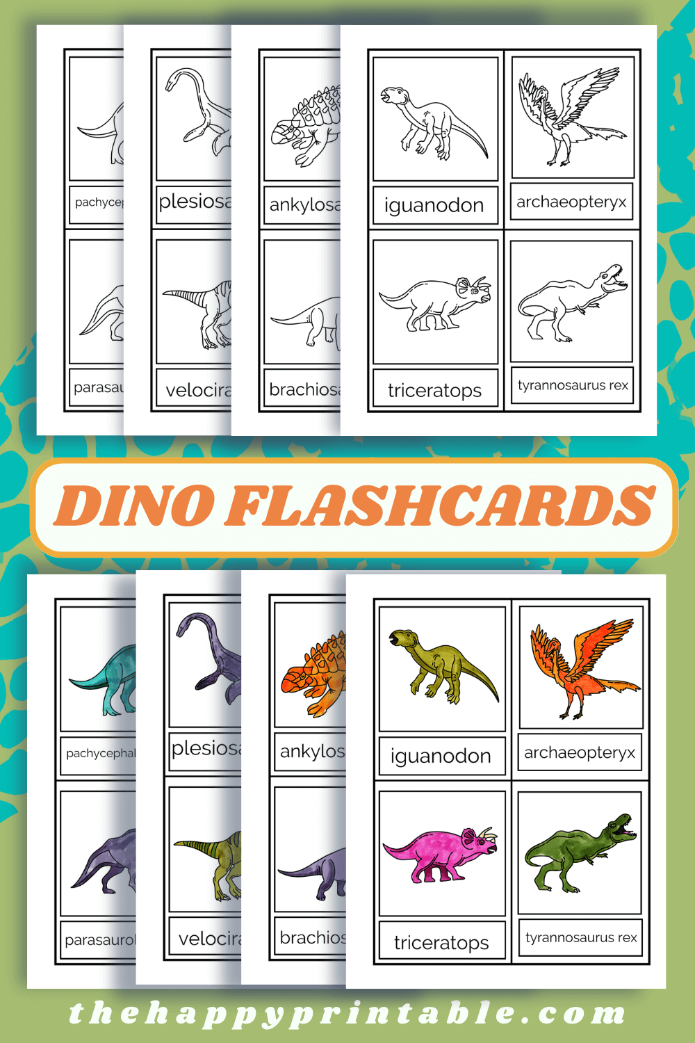 Printable Dinosaur Flashcards | The Happy Printable
