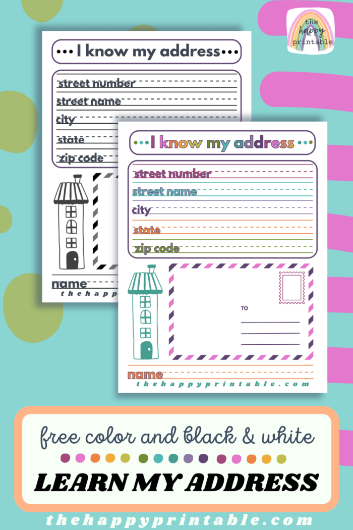 My Address Printable | The Happy Printable